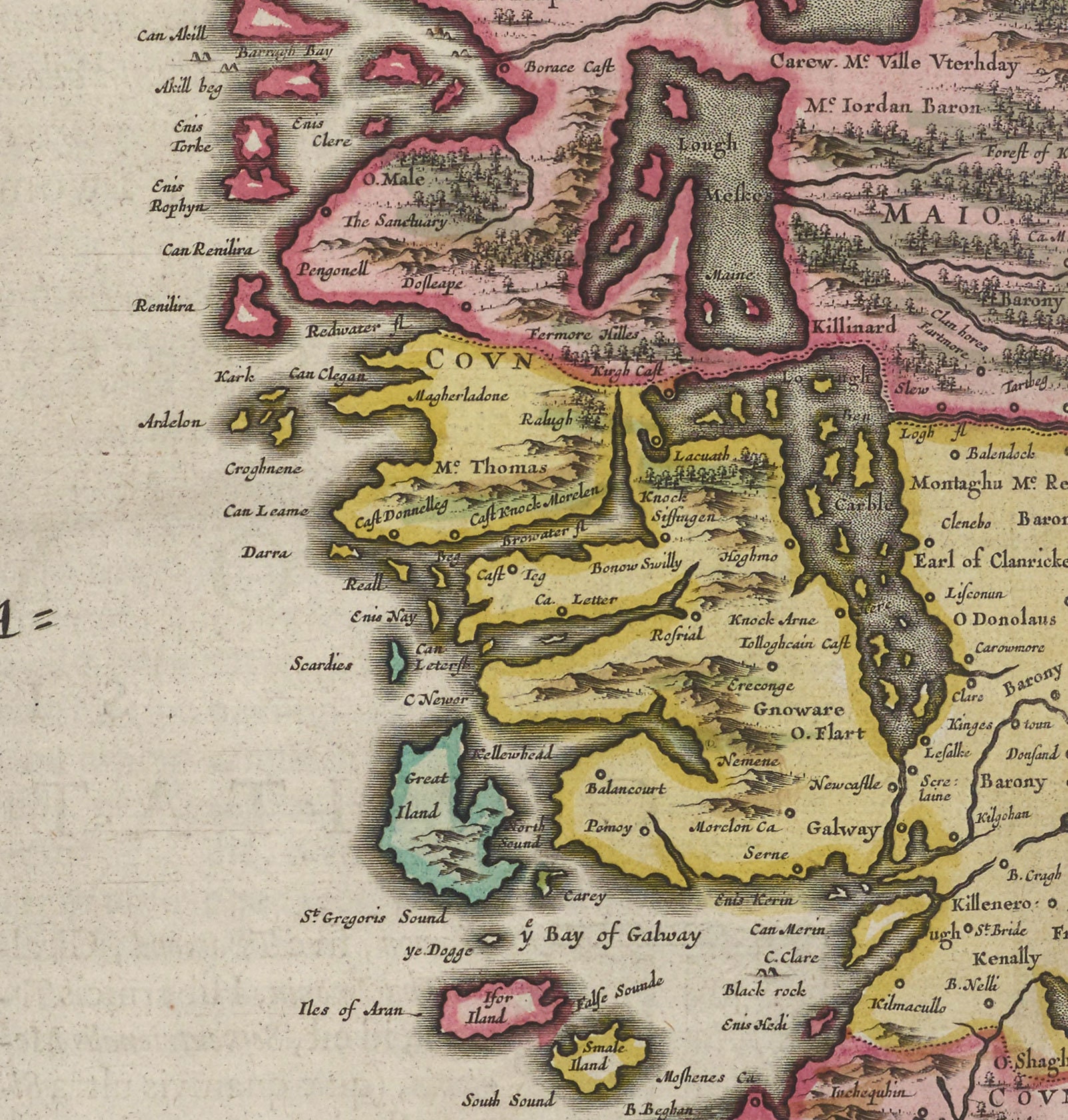 Old Map of Connacht, Ireland in 1665 by Joan Blaeu - Galway, Sligo ...