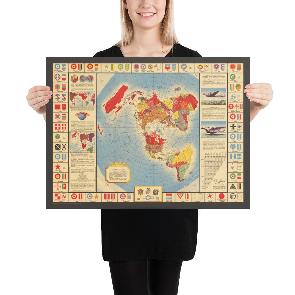 Old World Map 1943 World War 2 Air Force Emblem Insignia | Etsy