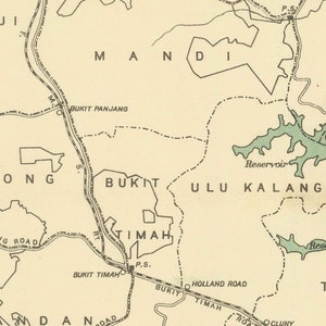 Old Map of Singapore Island, 1920 - Roads, Railway, Sembawang, Tampines ...