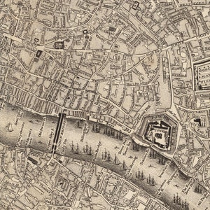 Old Map of Central London, 1746 by John Rocque - Westminster, Waterloo ...