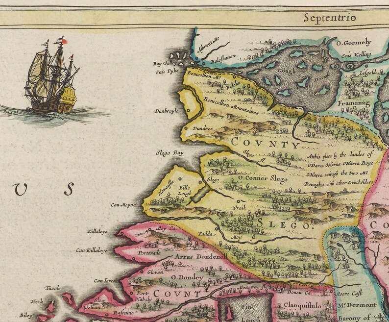 Old Map of Connacht, Ireland in 1665 by Joan Blaeu - Galway, Sligo ...