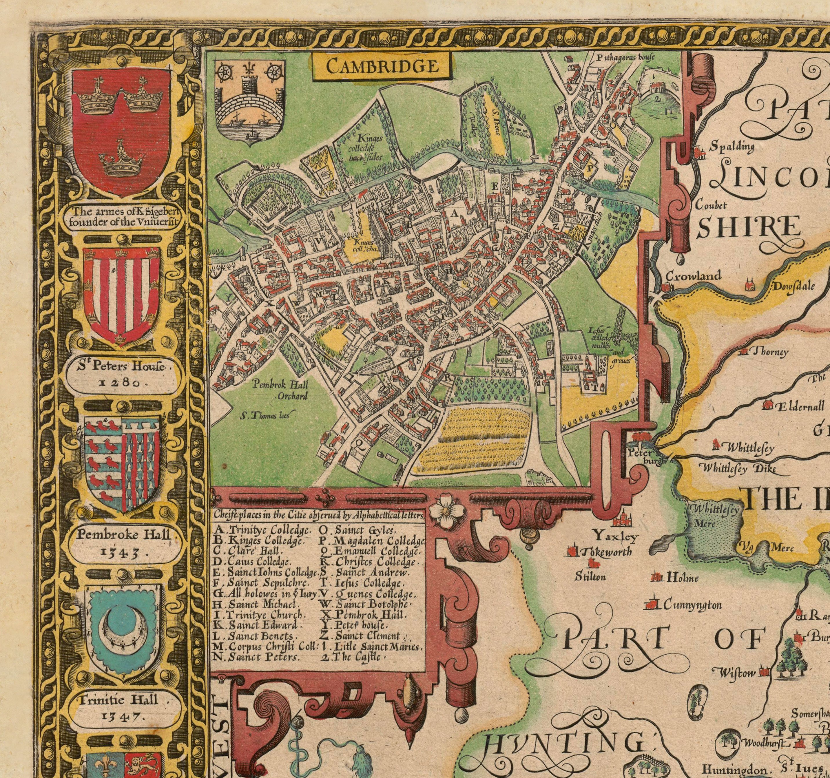 Old Map of Cambridgeshire 1611 by Speed Cambridge | Etsy
