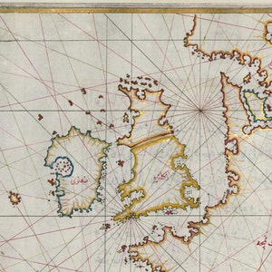 Old Arabic Map of Europe in 1525 by Piri Reis - France, Spain, United ...