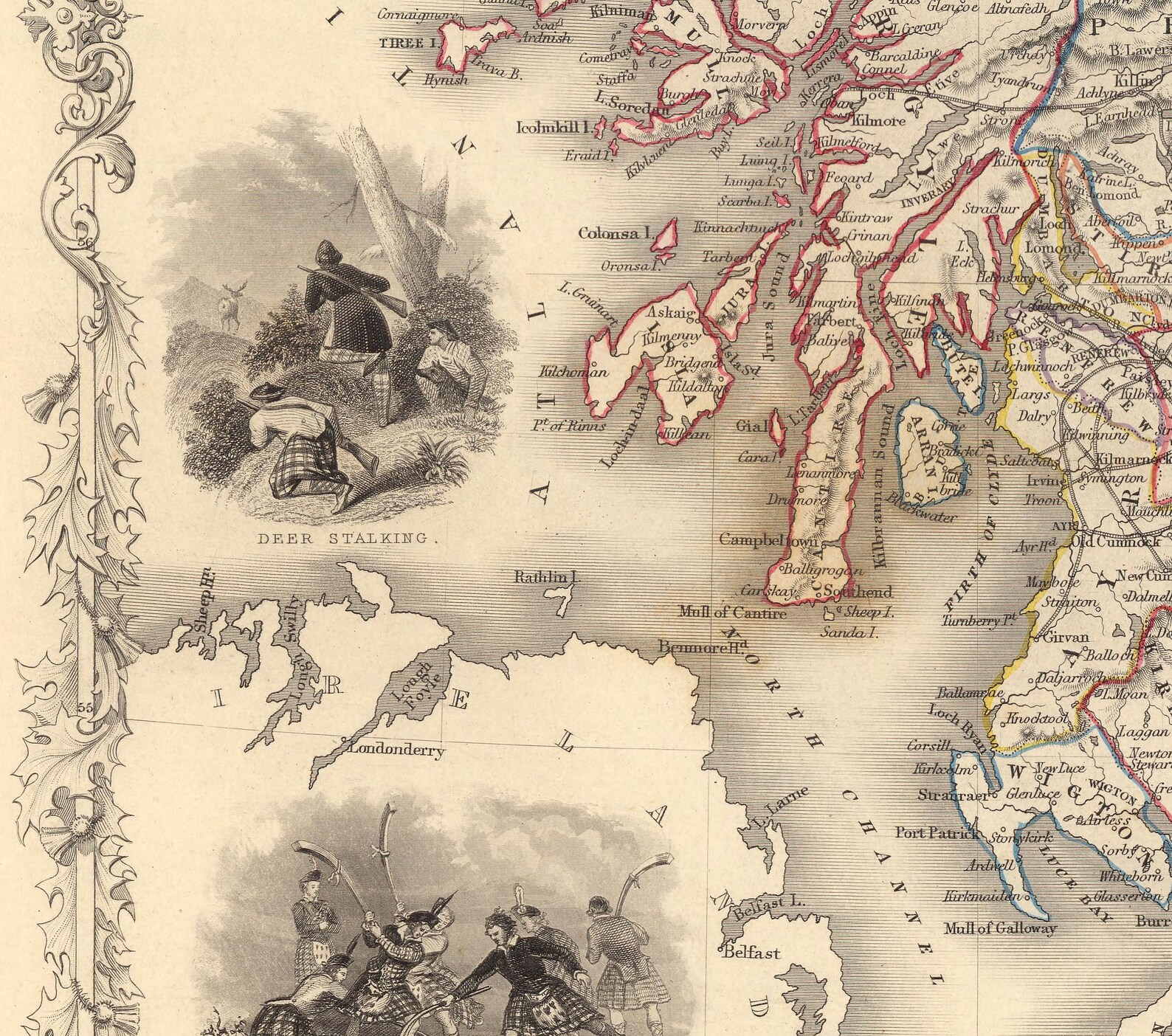 Old Map of Scotland, 1851 by J. Tallis - Vintage Antique Wall Art Chart ...