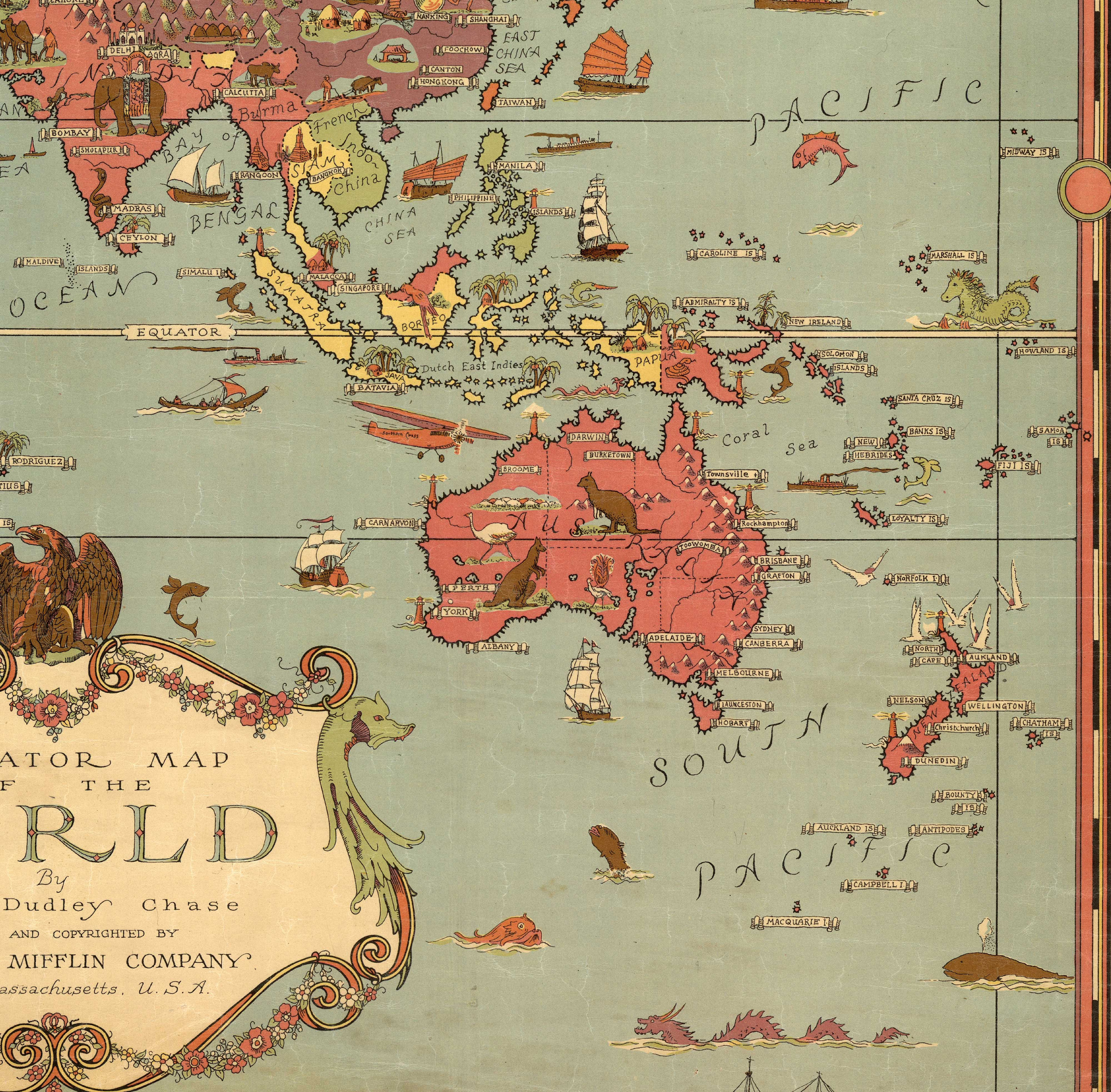 Alte Mercator Karte der Welt im Jahr 1931 von Ernest Dudley Chase ...