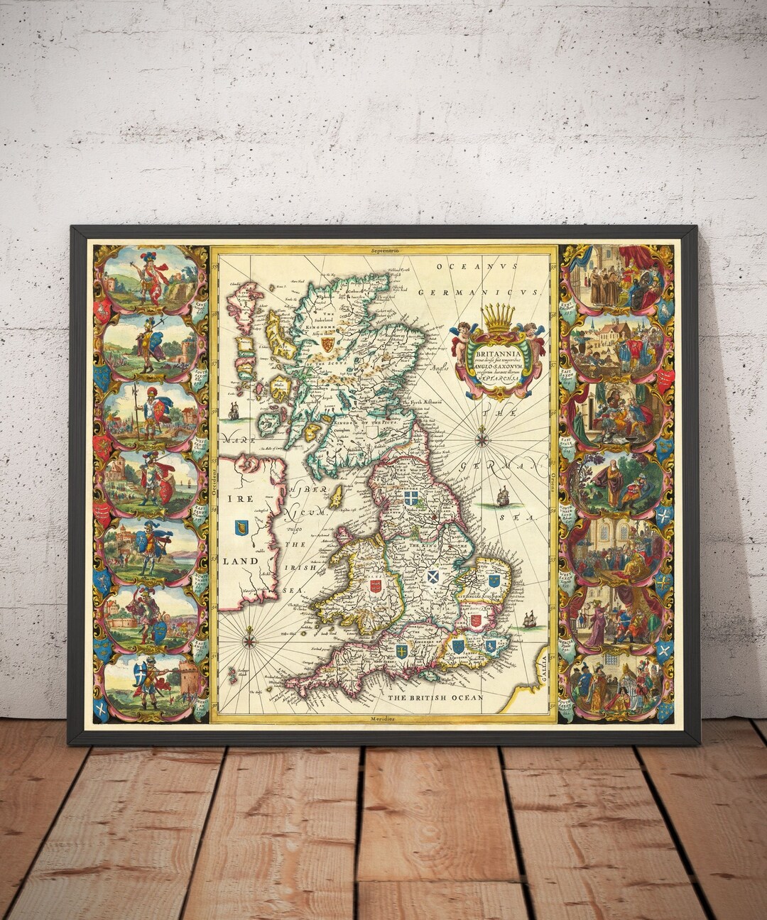 Old Map of England, Wales & Scotland in 1645 - Rare Anglo-saxon Great ...