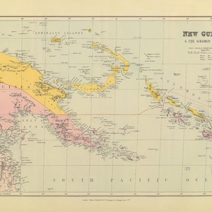 Old Map of Papua New Guinea & Solomon Islands by Stanford, 1901: Port ...
