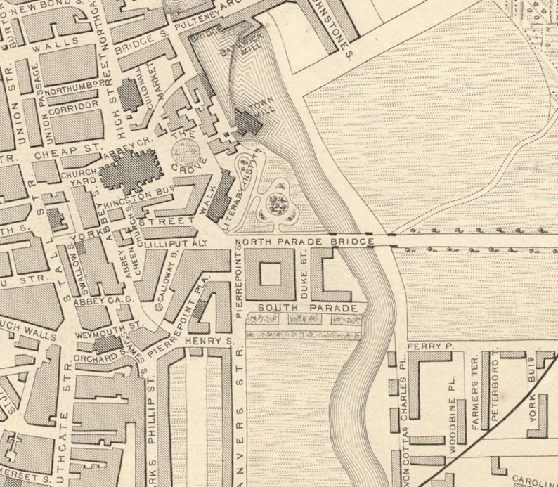 Old Map of Bath by John Rapkin 1851 Circus Royal Crescent - Etsy UK