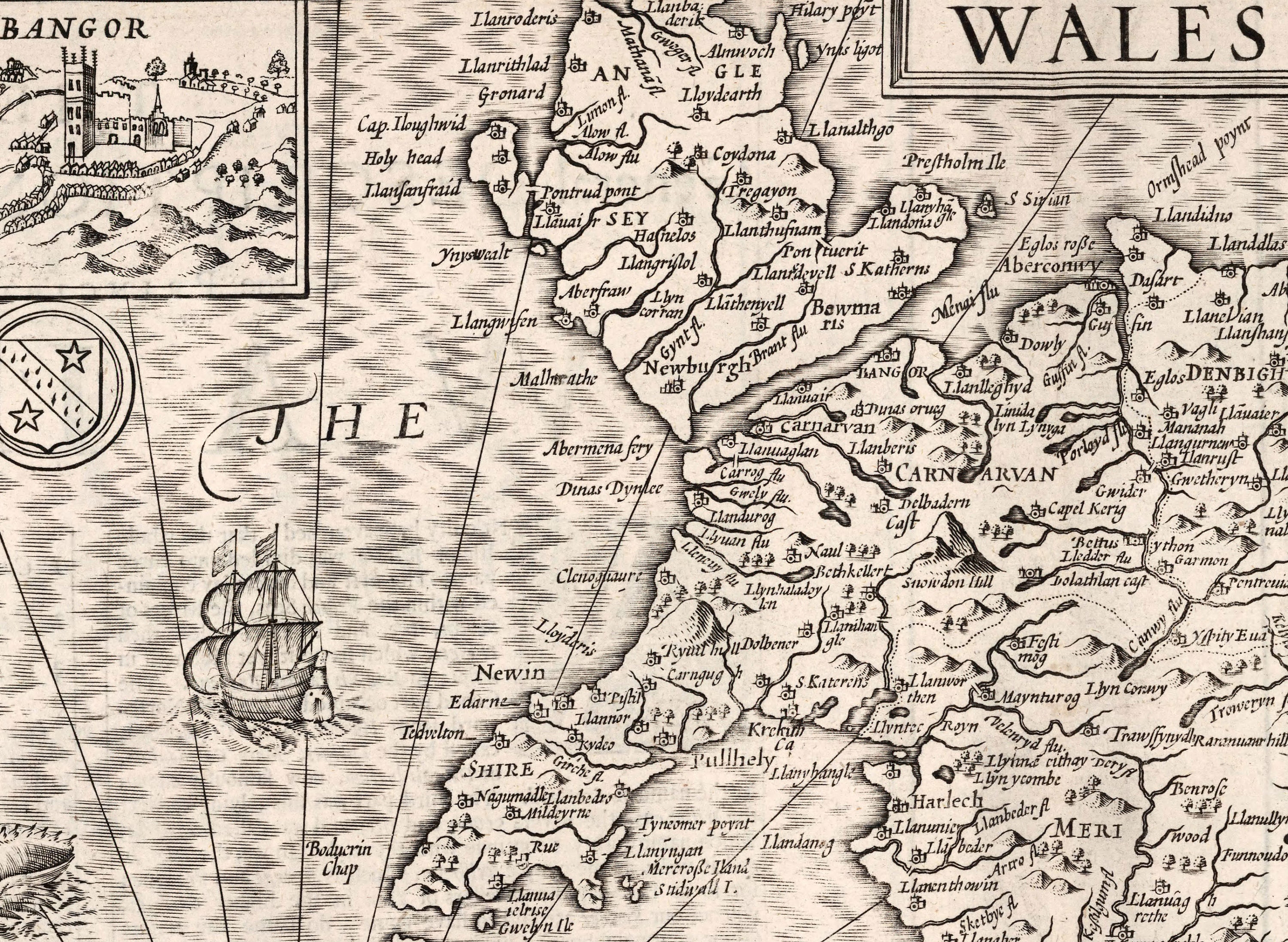Old Map of Wales, Cymru by John Speed, 1611 - Cities, Towns, Counties ...