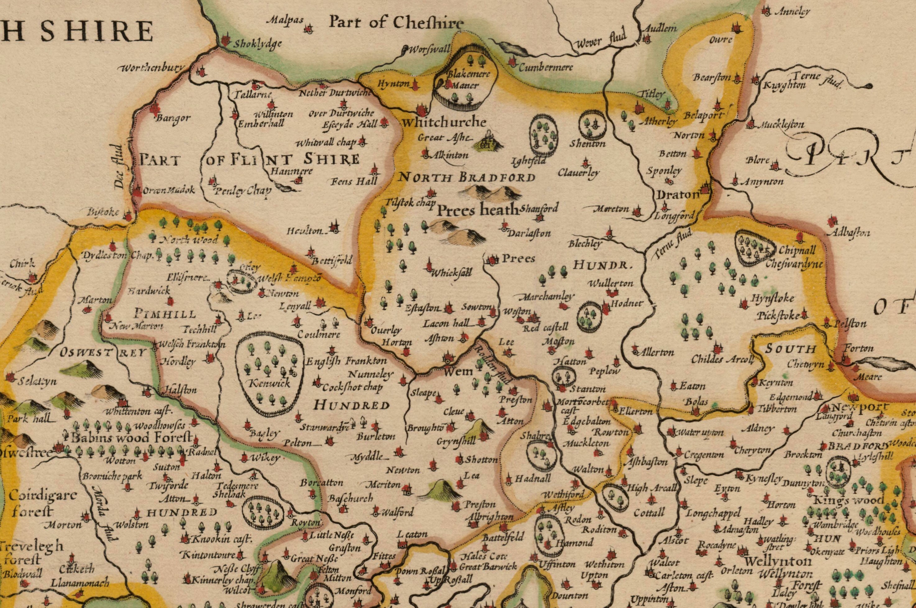 Old Map of Shropshire in 1611 by John Speed Shrewsbury - Etsy UK