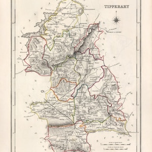 Old Map of County Tipperary by Samuel Lewis, 1844: Clonmel, Nenagh ...