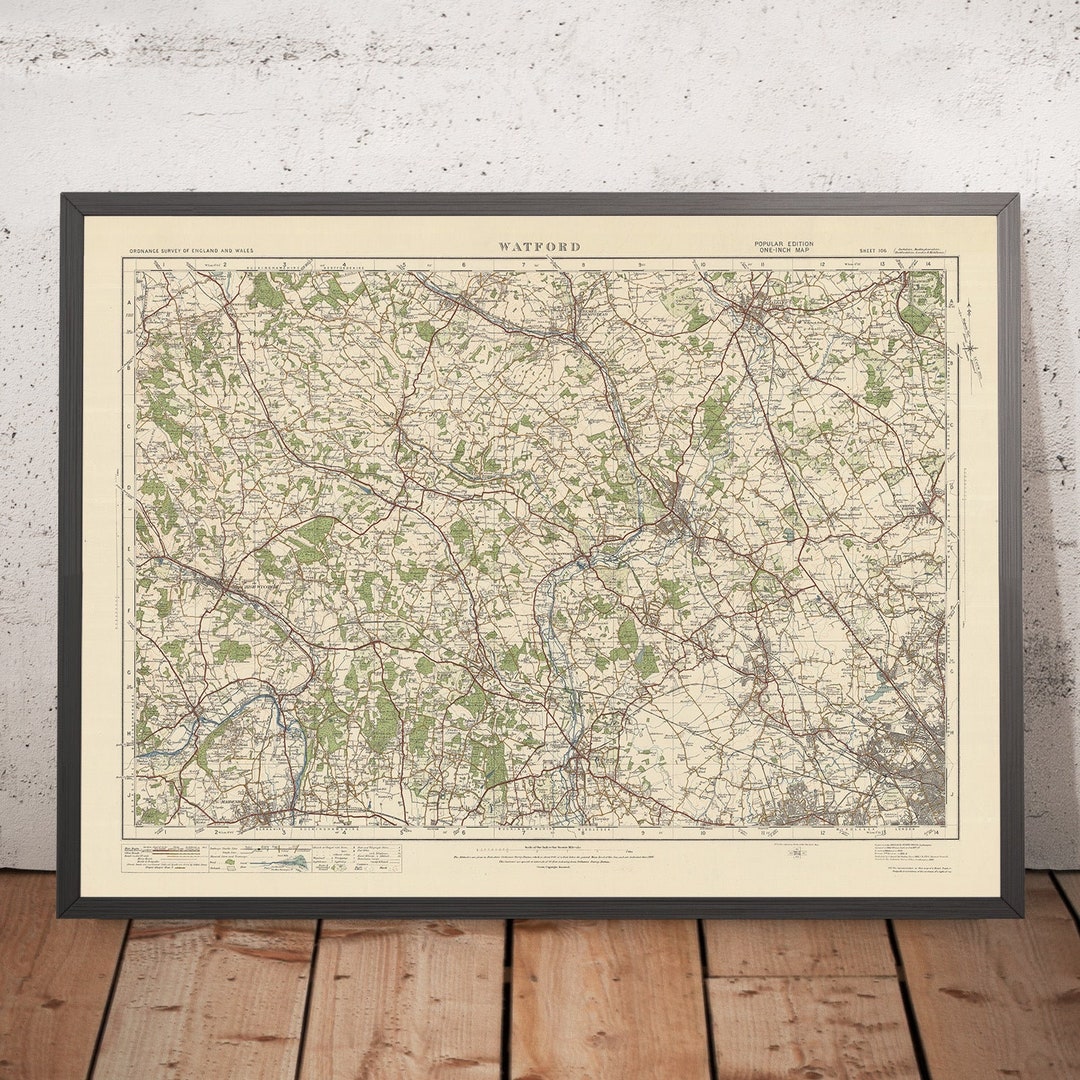 Old Ordnance Survey Map, Sheet 106 - Watford, 1925: St Albans, Hemel ...