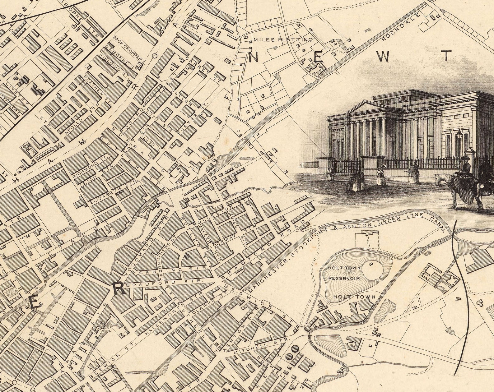 Old Map of Manchester and Environs by John Rapkin 1851 Town - Etsy UK