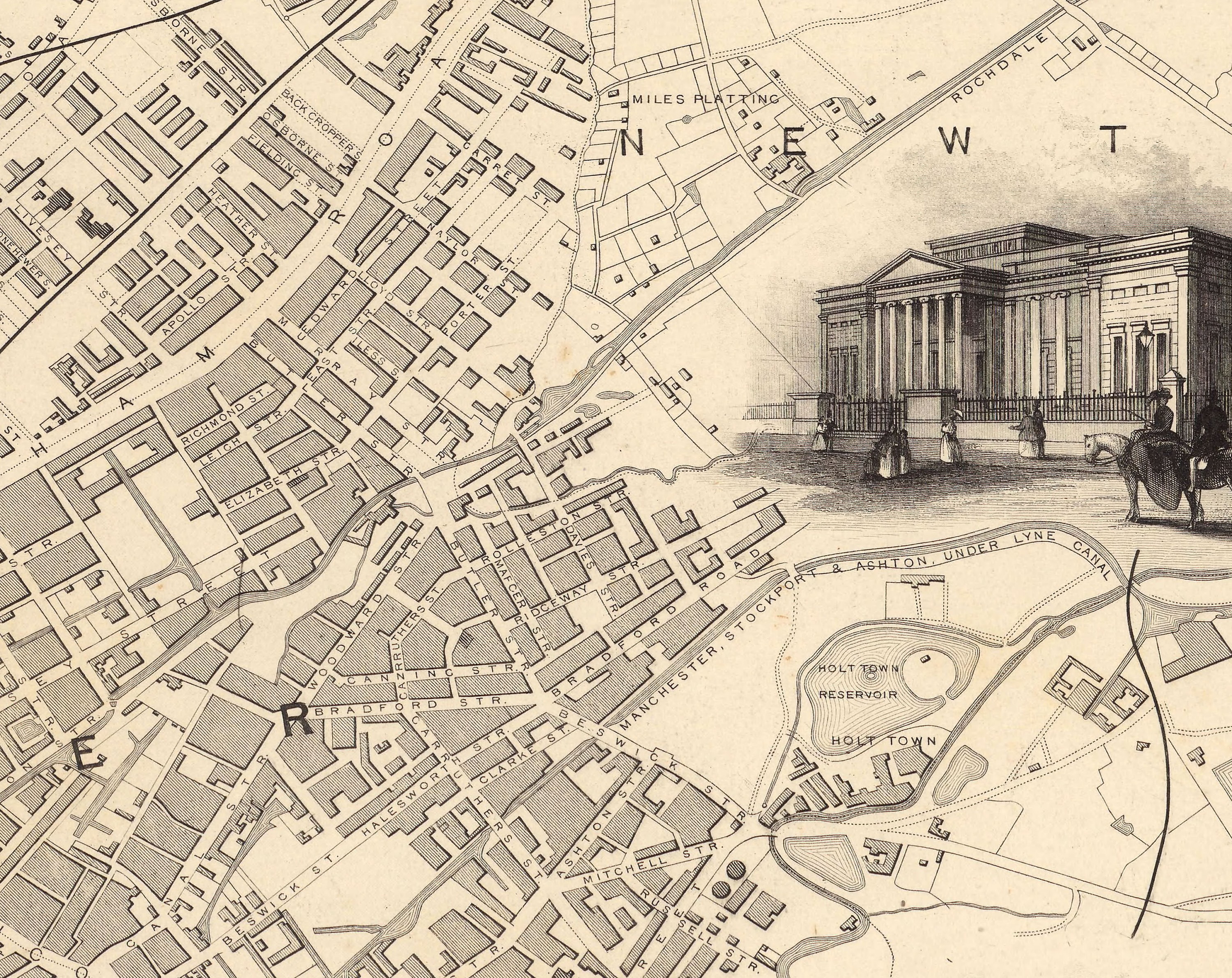 Old Map of Manchester and Environs by John Rapkin 1851 Town - Etsy UK