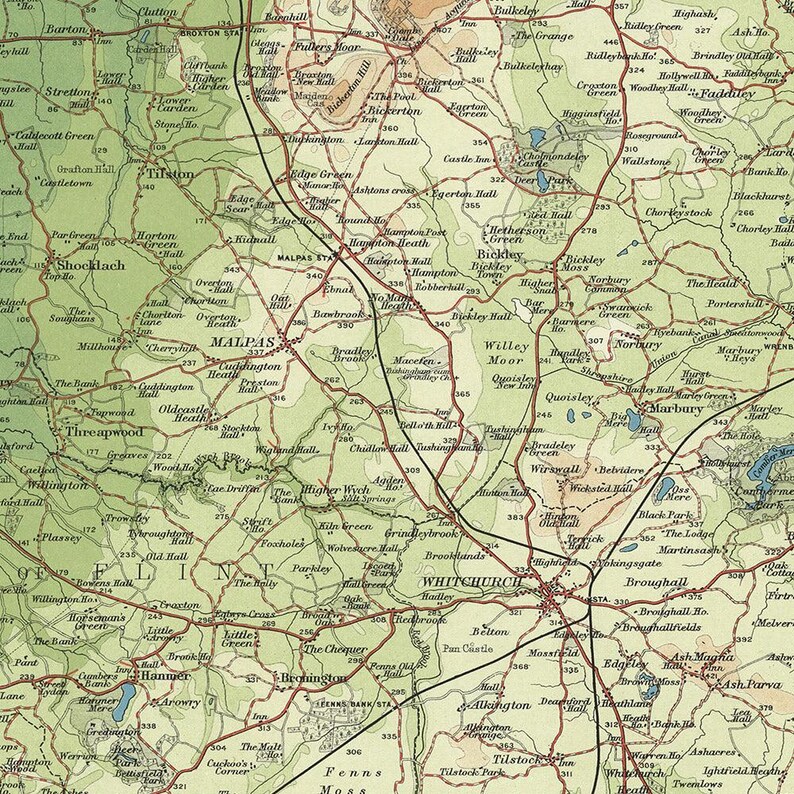 Old OS Map of Cheshire by Bartholomew, 1901: Chester, Crewe, Mersey ...