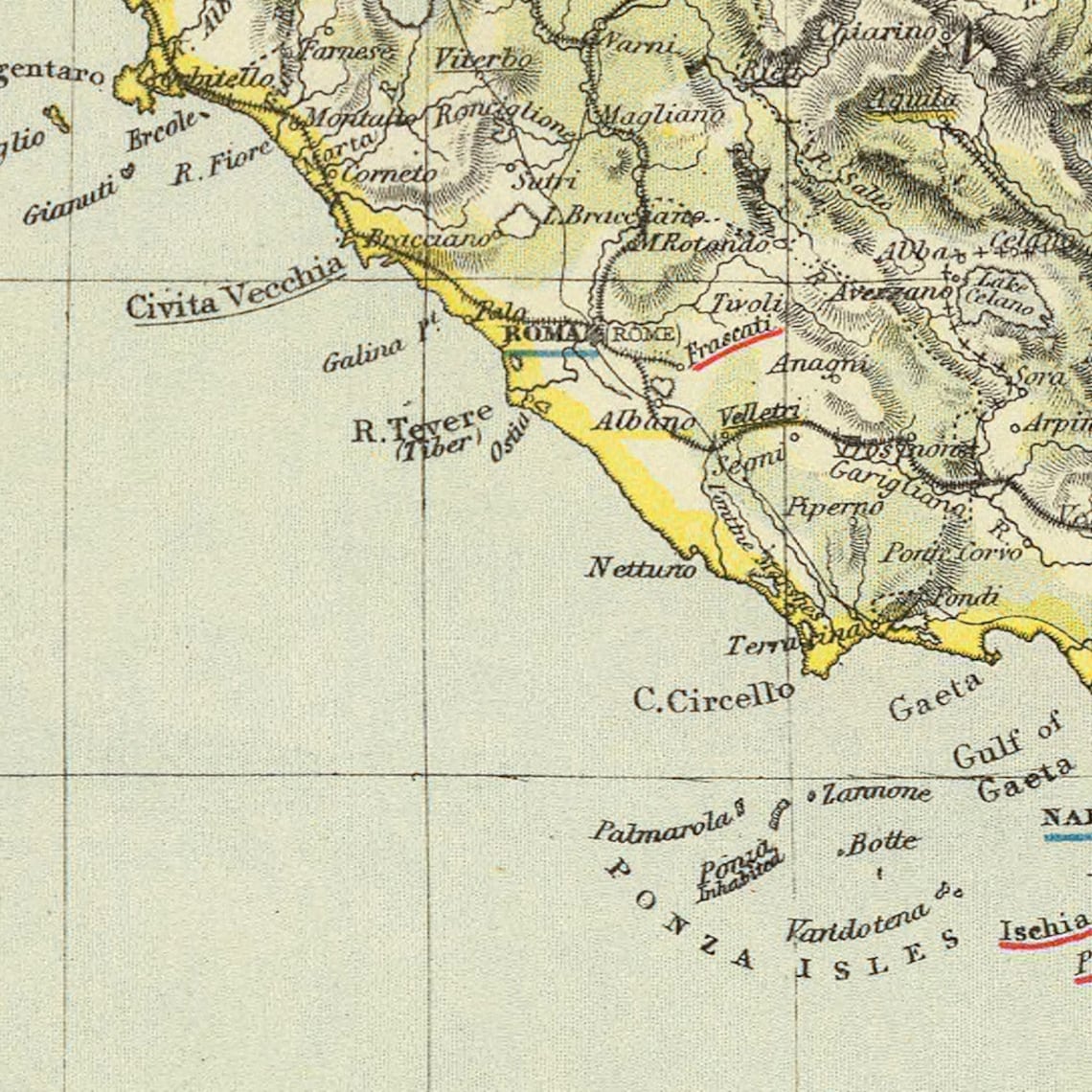 Old Wine Map of Italy, 1883: Red & White Viticulture, Rome, Naples ...