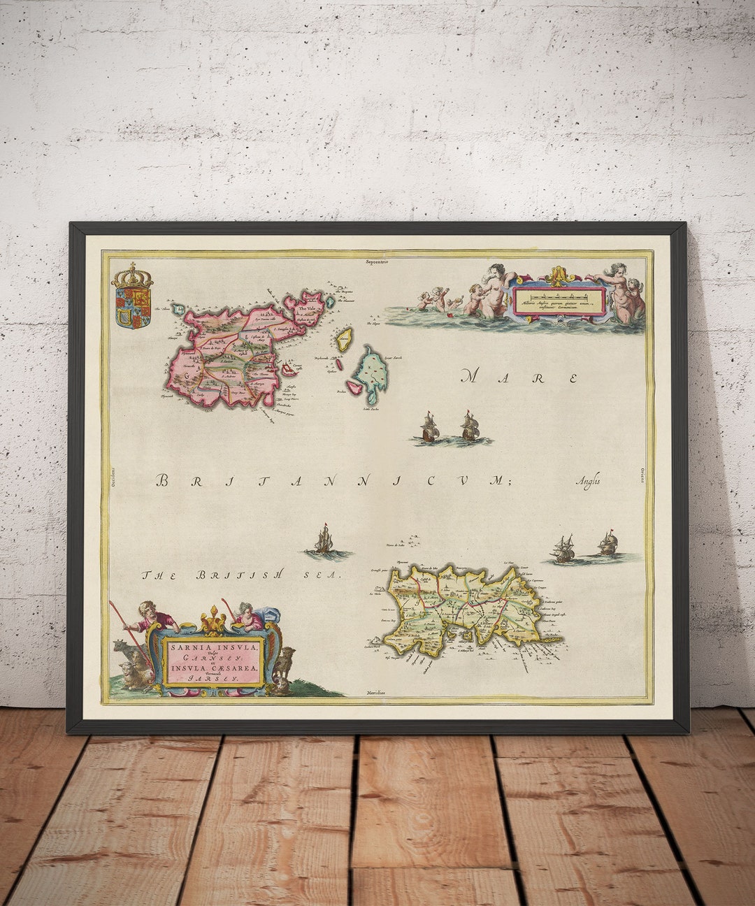 Old Map of Jersey and Guernsey, 1665 by Joan Blaeu - English Channel ...