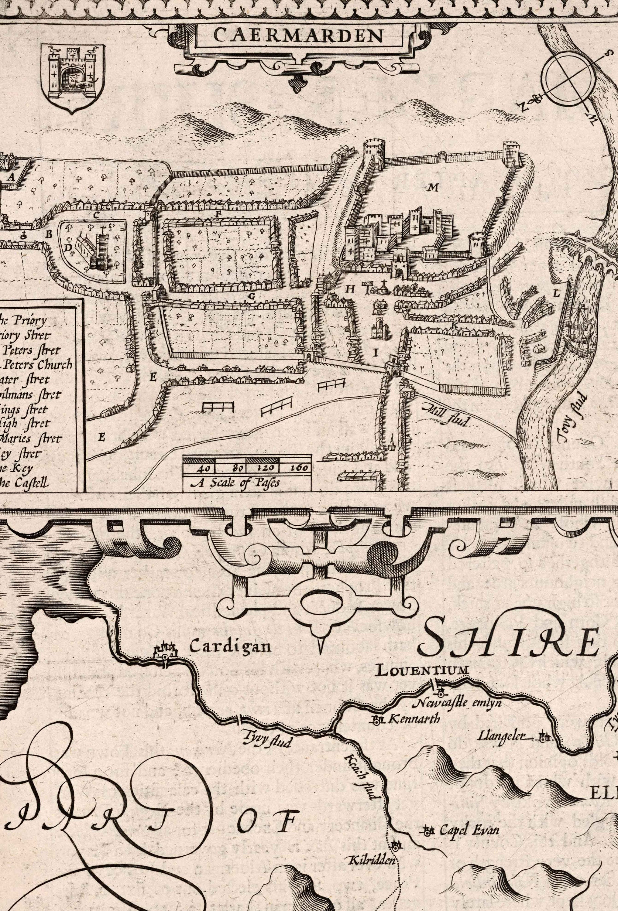 Old Map of Carmarthenshire Wales 1611 by John Speed | Etsy