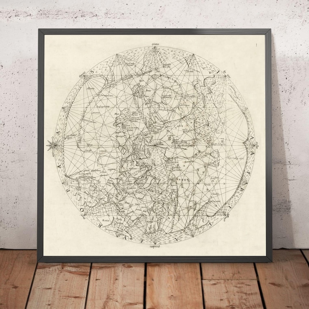Medieval World Map Centred on Jerusalem by Vesconte, 1611: Portolan ...