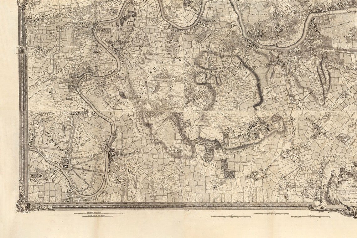 Old Map of London in 1746 4 Parts Panels Framed Unframed | Etsy