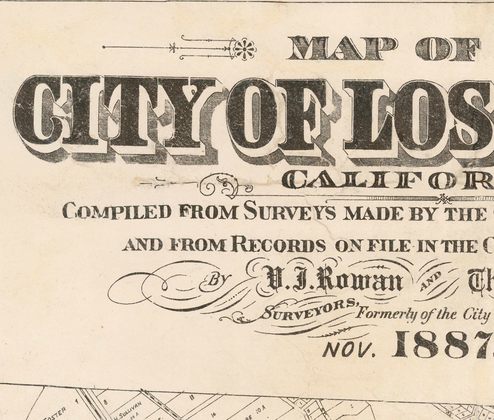 Old Map of Los Angeles 1887 Rare City Plan Chart - Etsy UK