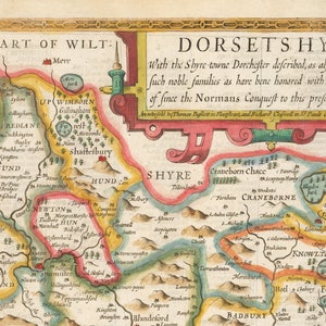 Old Map of Dorset in 1611 by John Speed - Poole, Weymouth, Dorchester ...