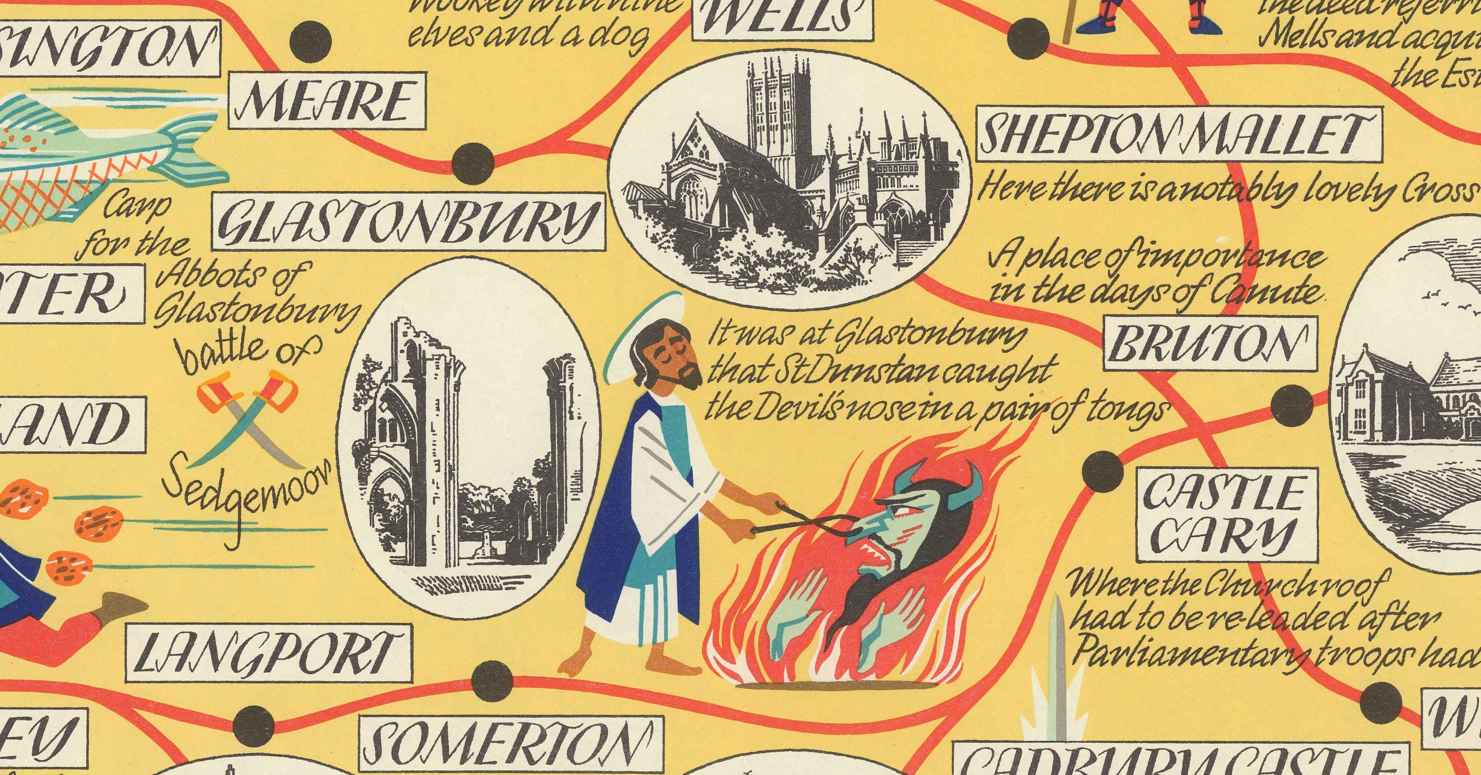 Old Map of Somerset 1950 British Railway - Etsy