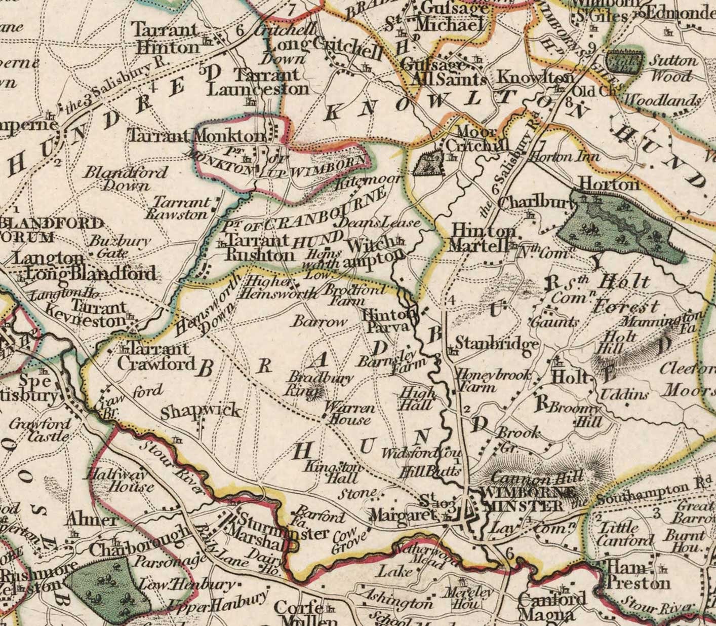 Old Map of Dorset in 1806 by John Cary - Dorchester, Poole, Weymouth ...
