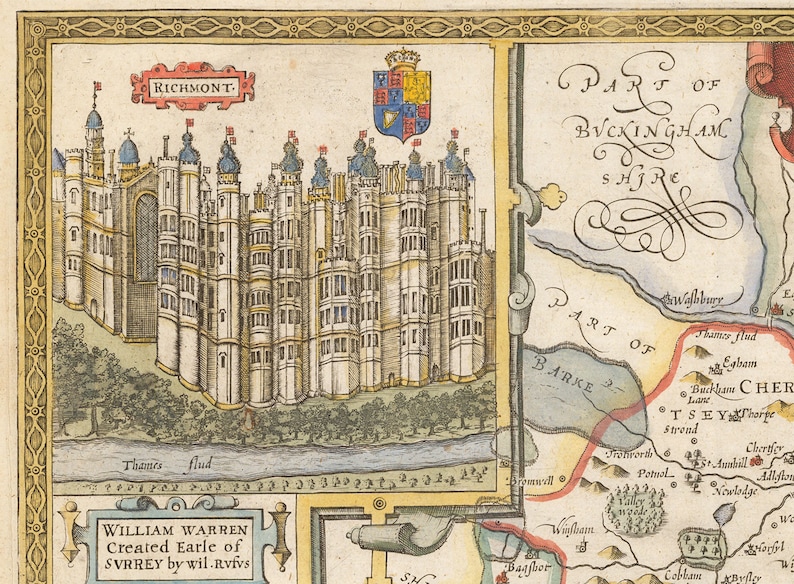 Old Map of Surrey 1611 by John Speed - Woking, Guildford, Croydon ...