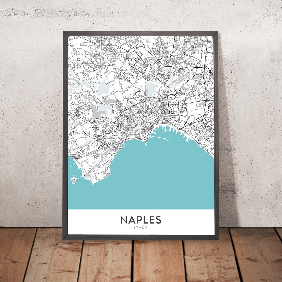 Modern City Map of Naples, Italy: Chiaia, Castel Nuovo, Galleria ...