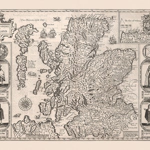 Old Map of Scotland, 1611 by John Speed - Orkney, Shetland, Highlands ...