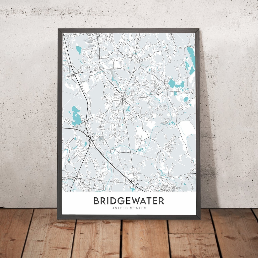 Modern City Map of Bridgewater, MA: State University, Bridgewater ...