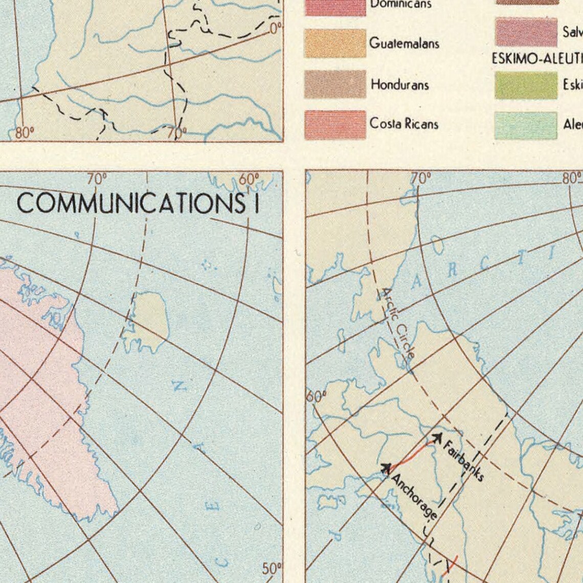 Old Infographic Map of North American Demographics & Communications ...