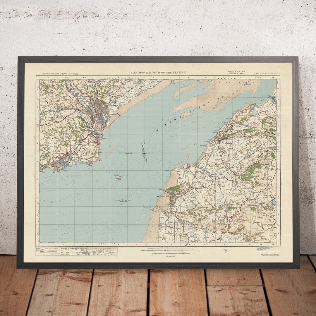 Old Ordnance Survey Map, Sheet 110 - Cardiff & Mouth of the Severn ...