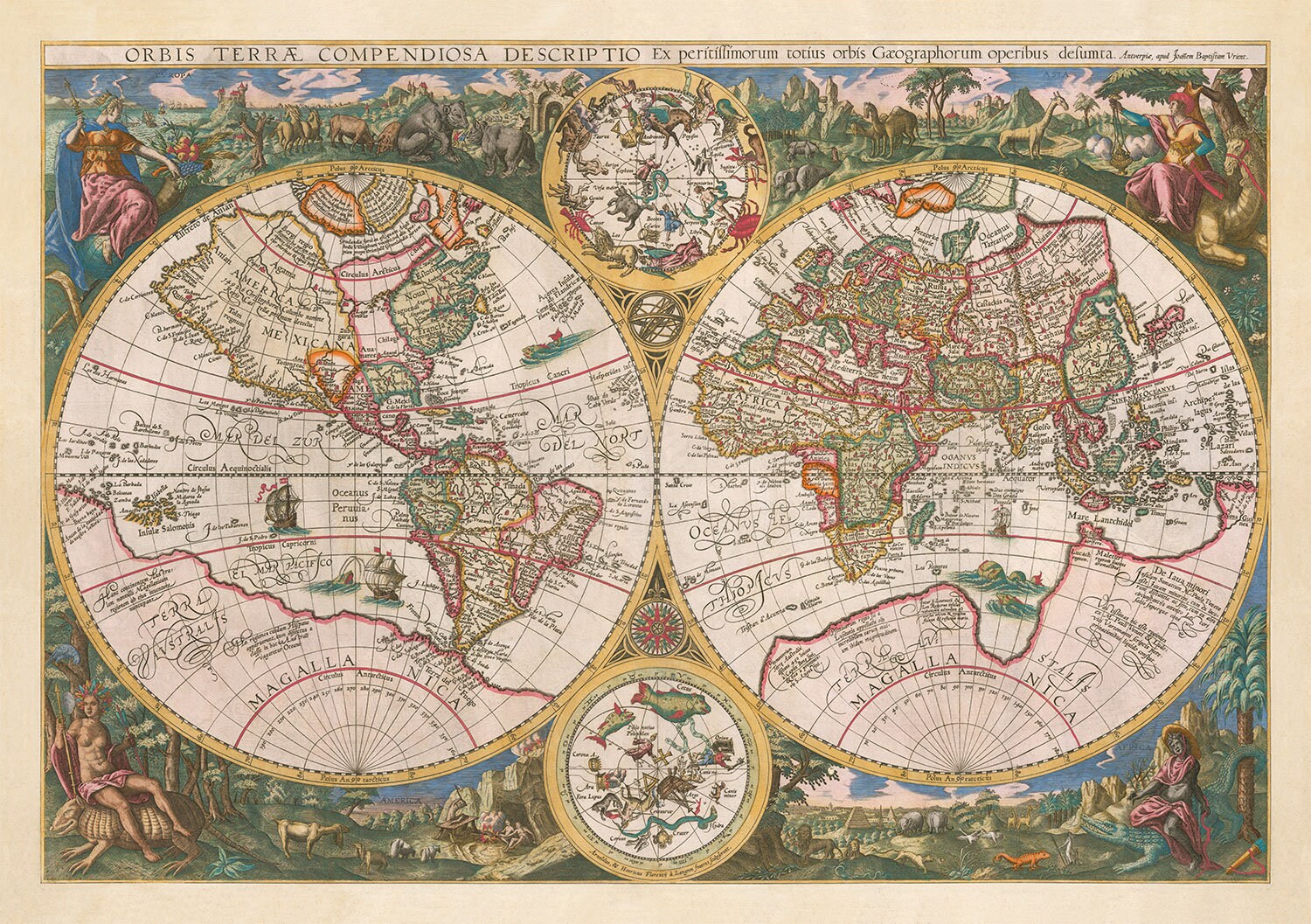Old World Map 1596 Rare Early Atlas Map by Johannes | Etsy UK