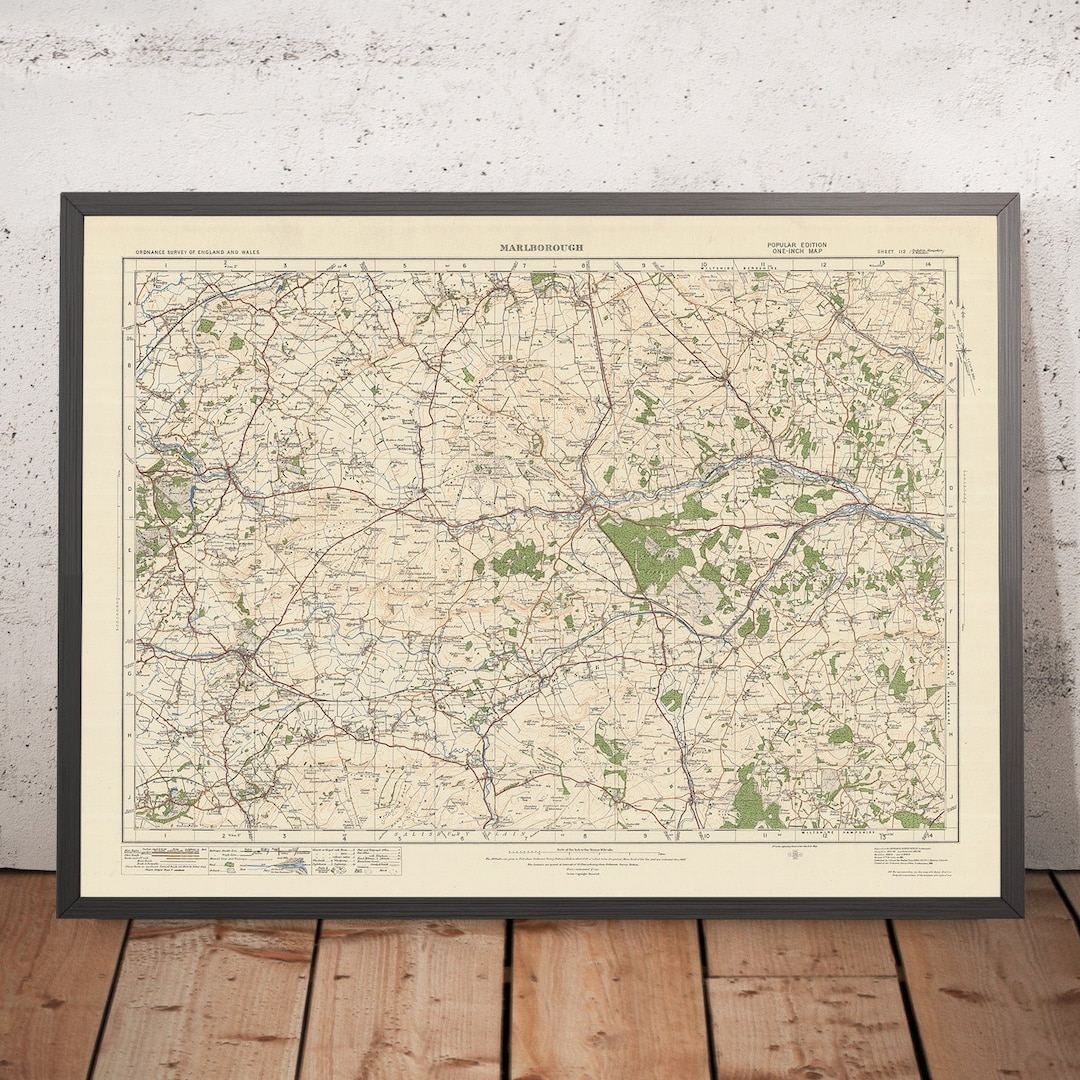 Old Ordnance Survey Map, Sheet 112 - Marlborough, 1925: Calne, Devizes ...