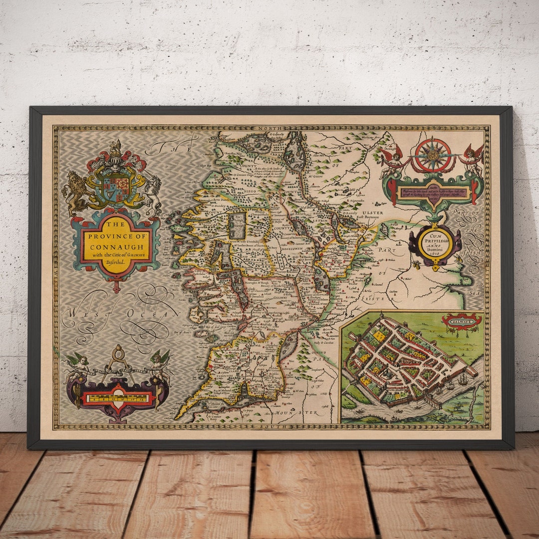 Old Map of Connacht, Ireland 1611 by John Speed - Galway, Sligo, Mayo ...