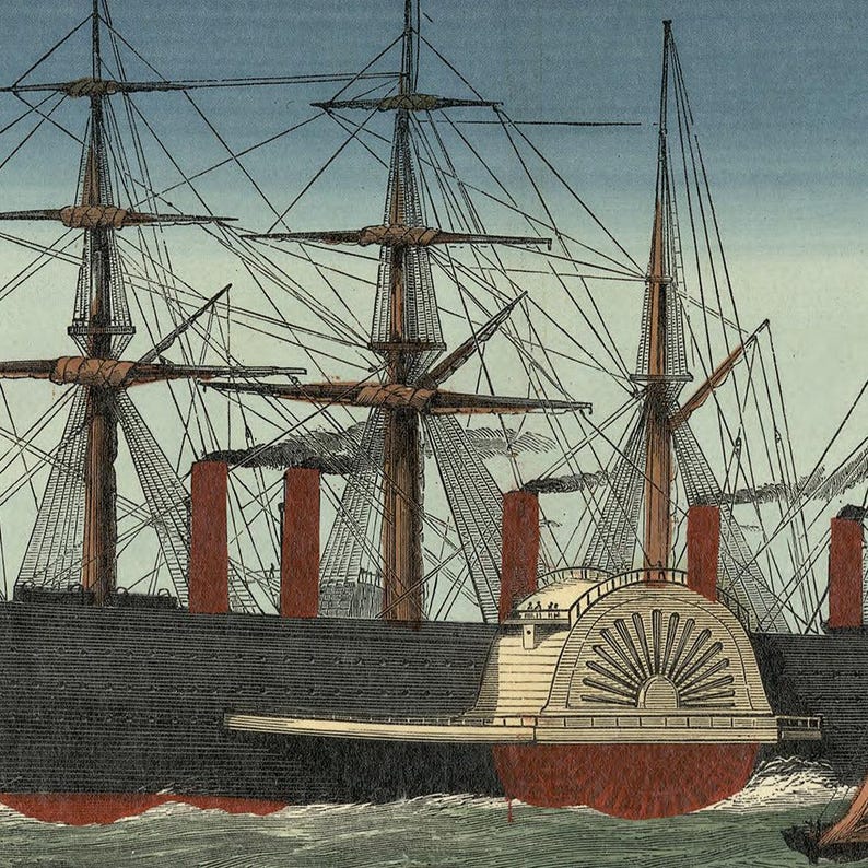 Old Map of the Atlantic Telegraph by Bacon & Co., 1865: Great Eastern ...