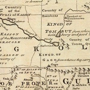 Old Map of Negroland, 1747 by Bowen - Pre-colonial West Africa - Slave ...