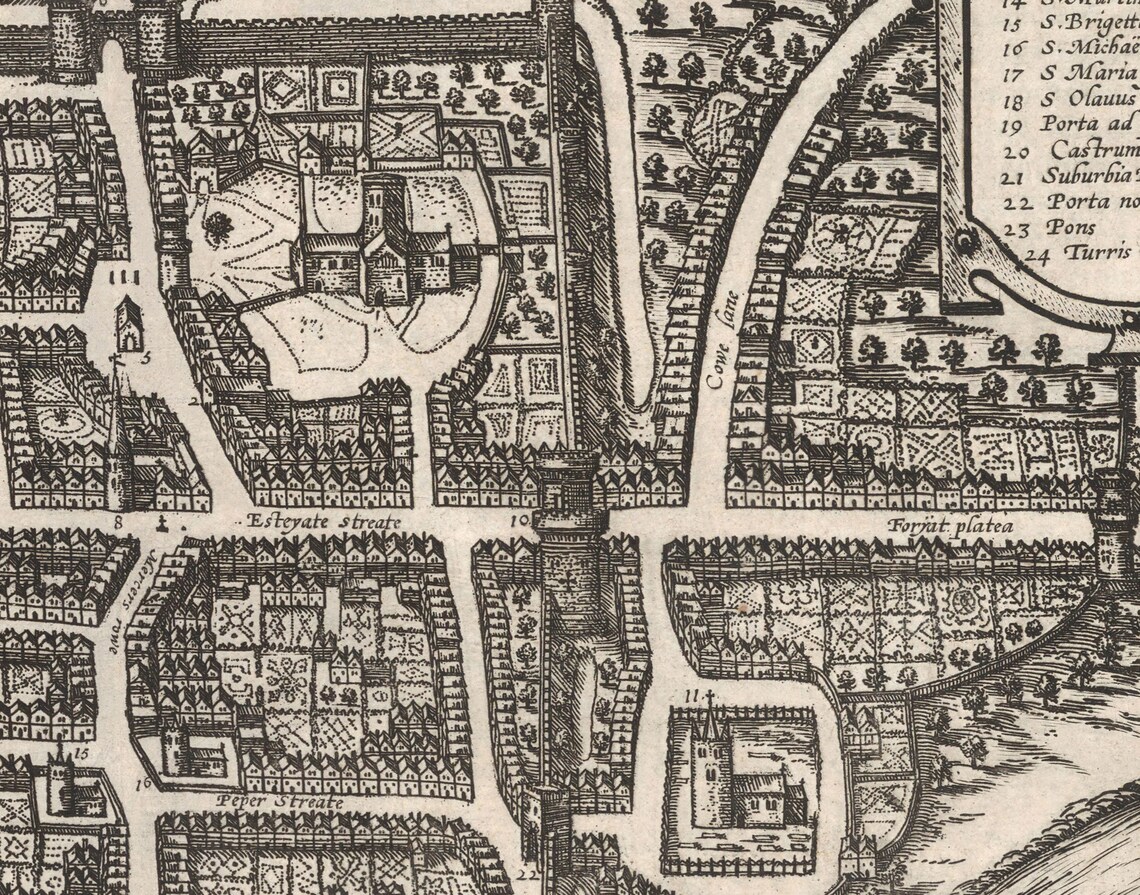 Old Map of Chester Cheshire 1581 by Georg Braun Castle - Etsy UK