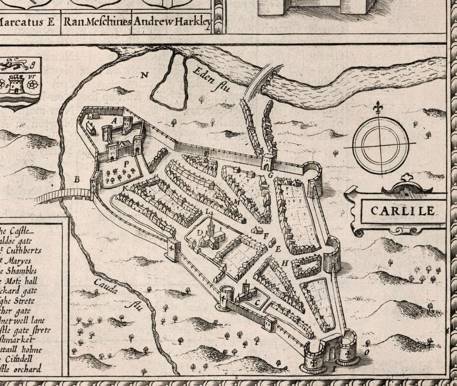 Old Map of Cumbria, 1611 by Speed - Cumberland, Carlisle, Keswick, Lake ...