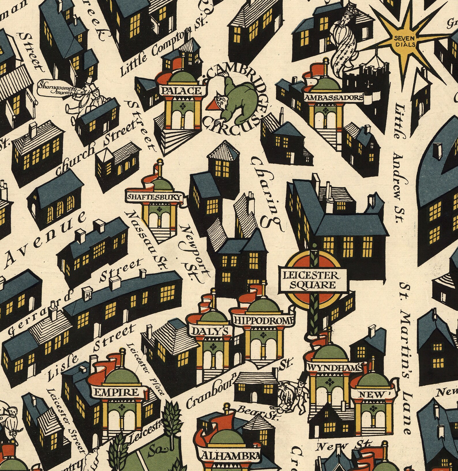 Old Map of London West End, 1915 by Gill - "theatreland" Underground ...