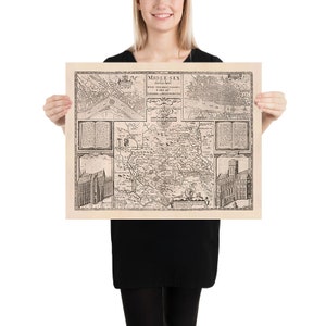 Old Map of Middlesex by John Speed, 1676: London, Westminster, Highgate ...