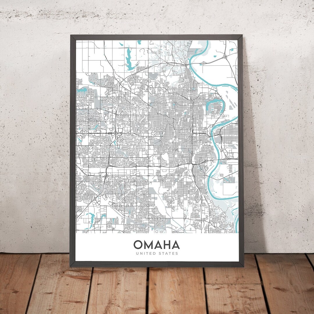 Modern City Map of Omaha, NE: Benson, Creighton University, Dundee ...