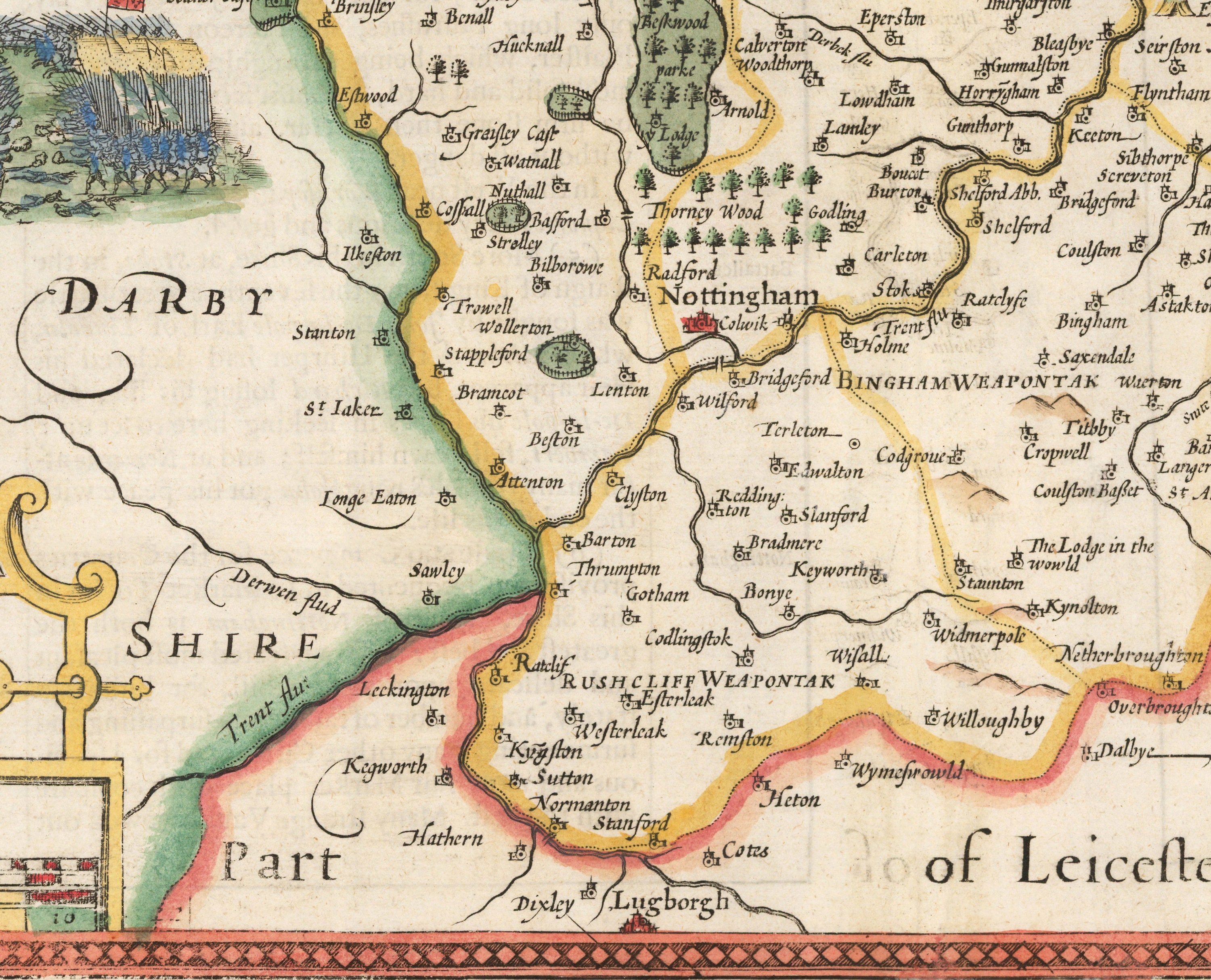 Old Map of Nottinghamshire 1611 by John Speed Nottingham - Etsy UK