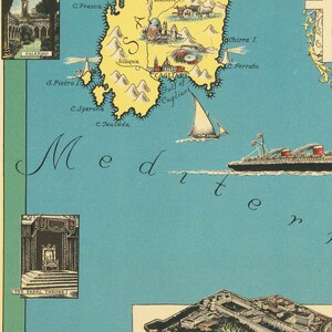 Old Pictorial Map of Italy, 1935 by E. Chase - Illustrated Landmarks ...