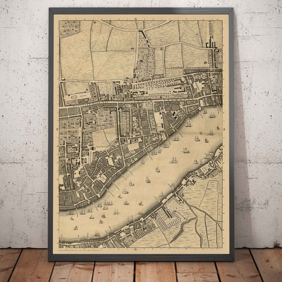 Old Map of by John Rocque London, 1746, G2 - Wapping, Shadwell ...