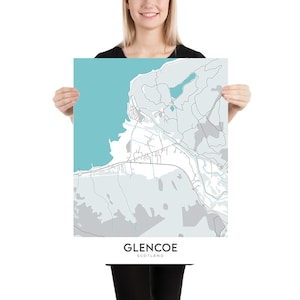 Modern Town Map of Glencoe, Scotland: Village, River Coe, A82, Lochan ...