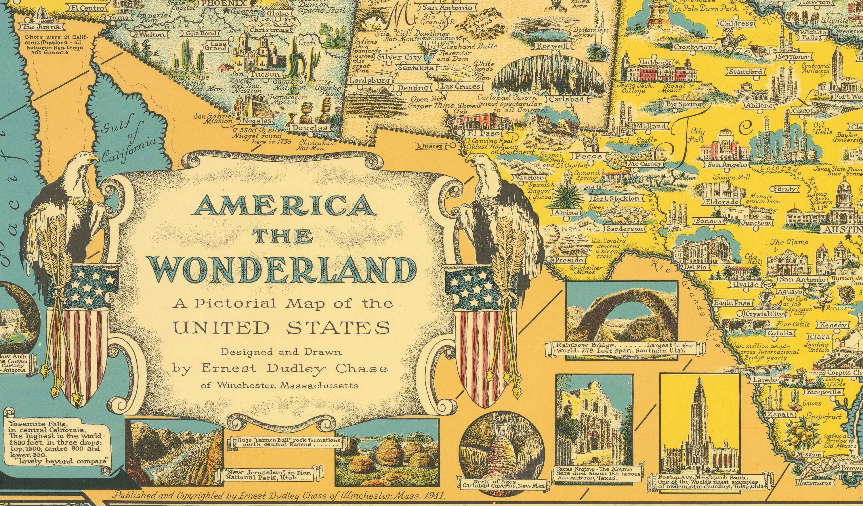 Old Pictorial Map of USA 1941 by E. Chase america the - Etsy