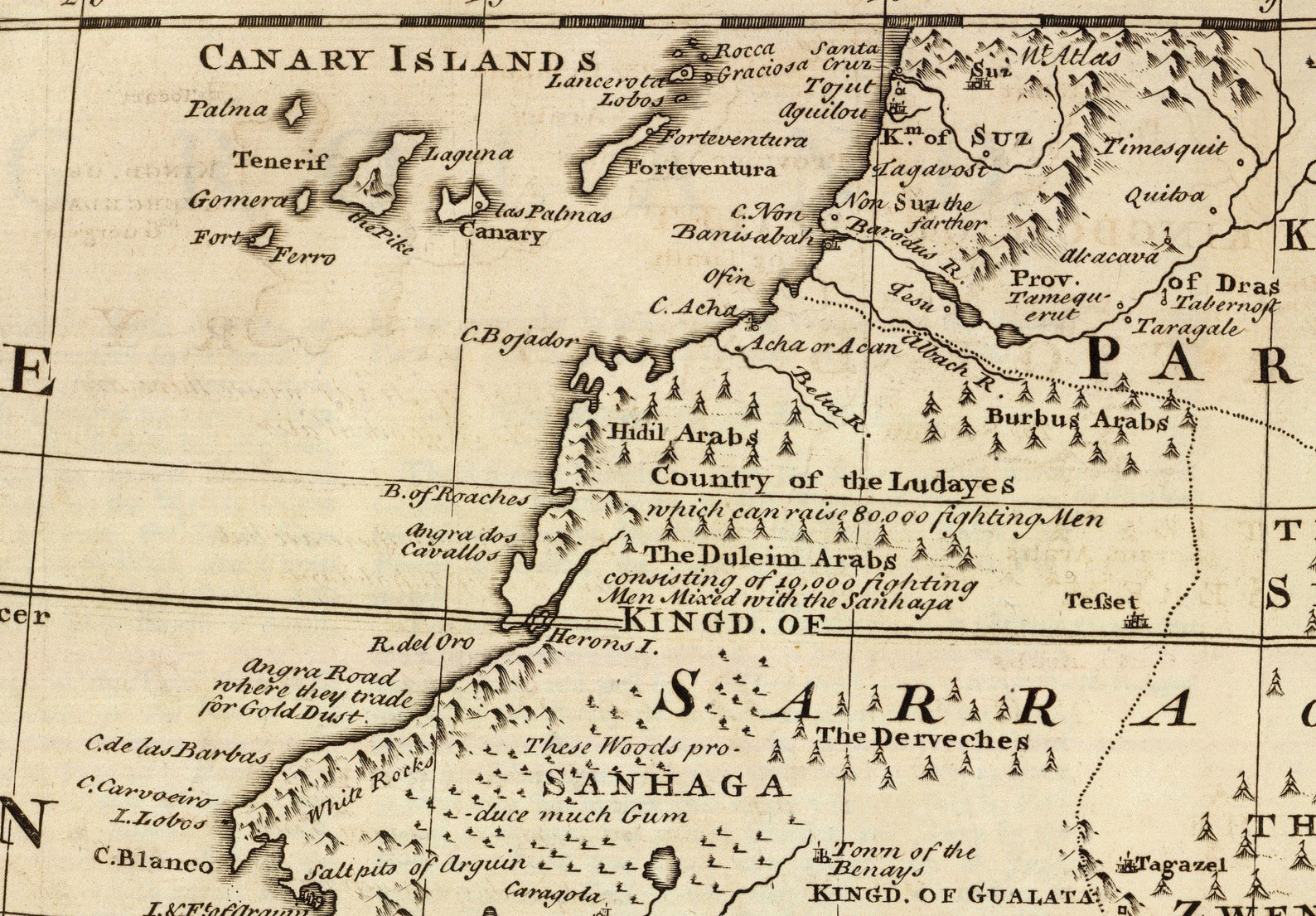 Old Map of Negroland, 1747 by Bowen - Pre-colonial West Africa - Slave ...